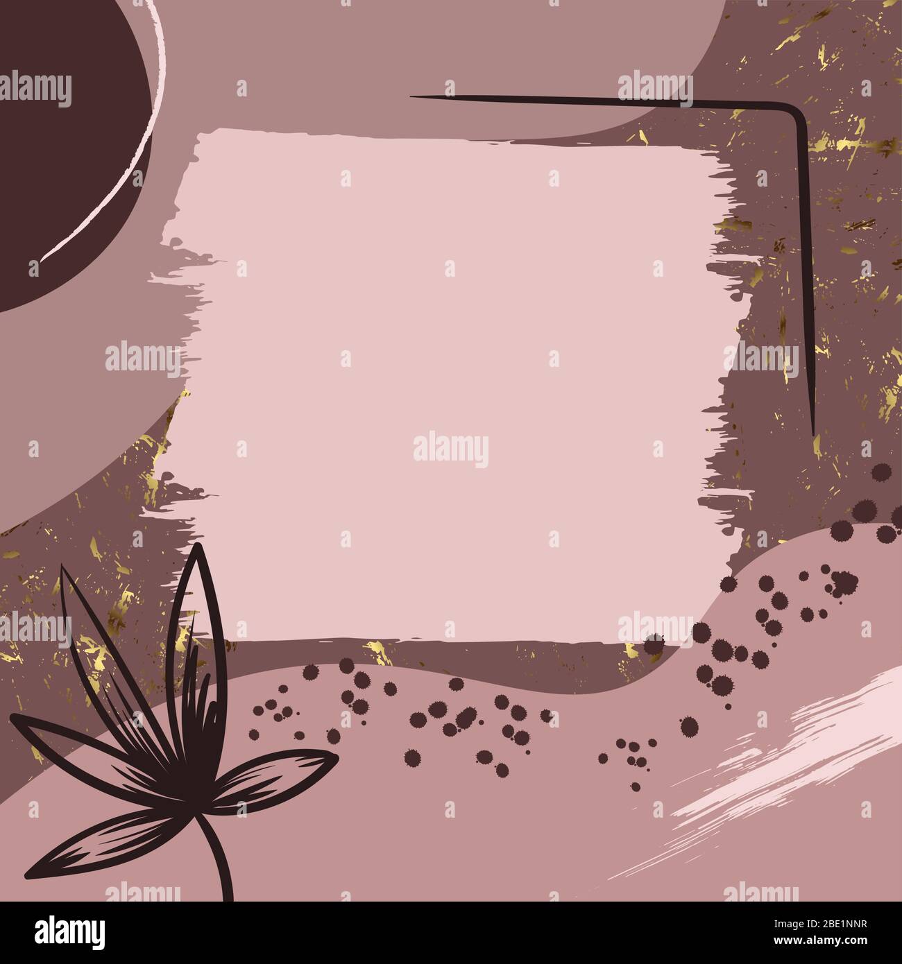 Pastel colors brush strokes and gold square frame Stock Vector Image ...
