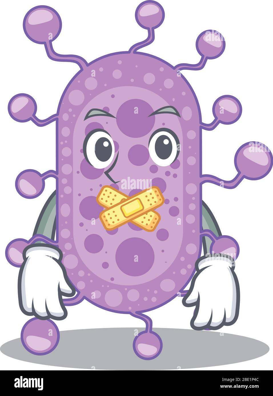 Mycobacterium cartoon character style with mysterious silent gesture ...