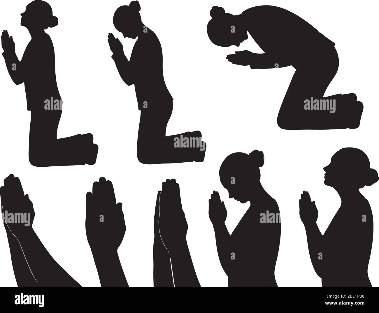 Set of different praying women isolated on white Stock Vector Image ...