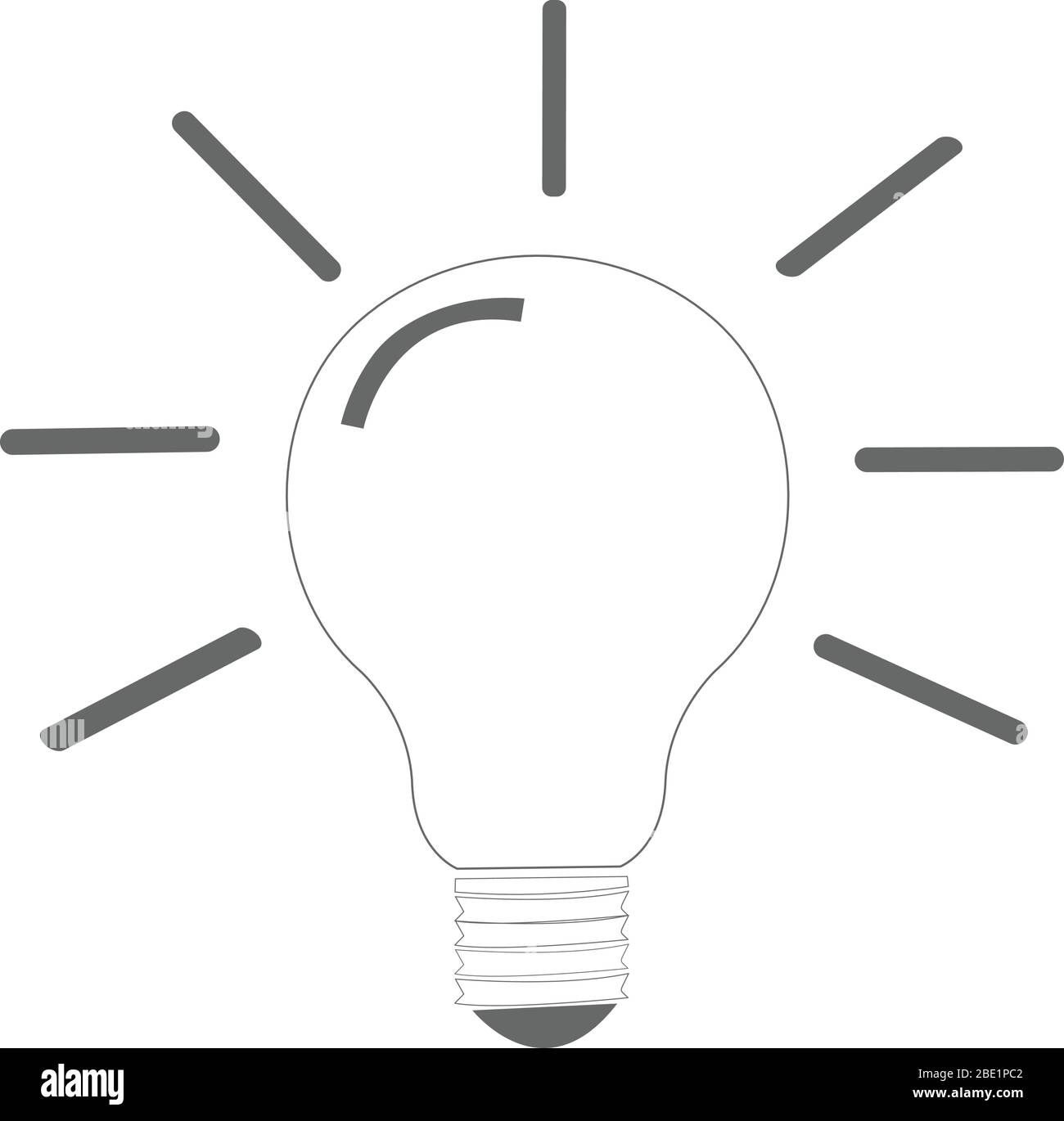 Light bulb icon, gray background, isolated on white background Stock ...