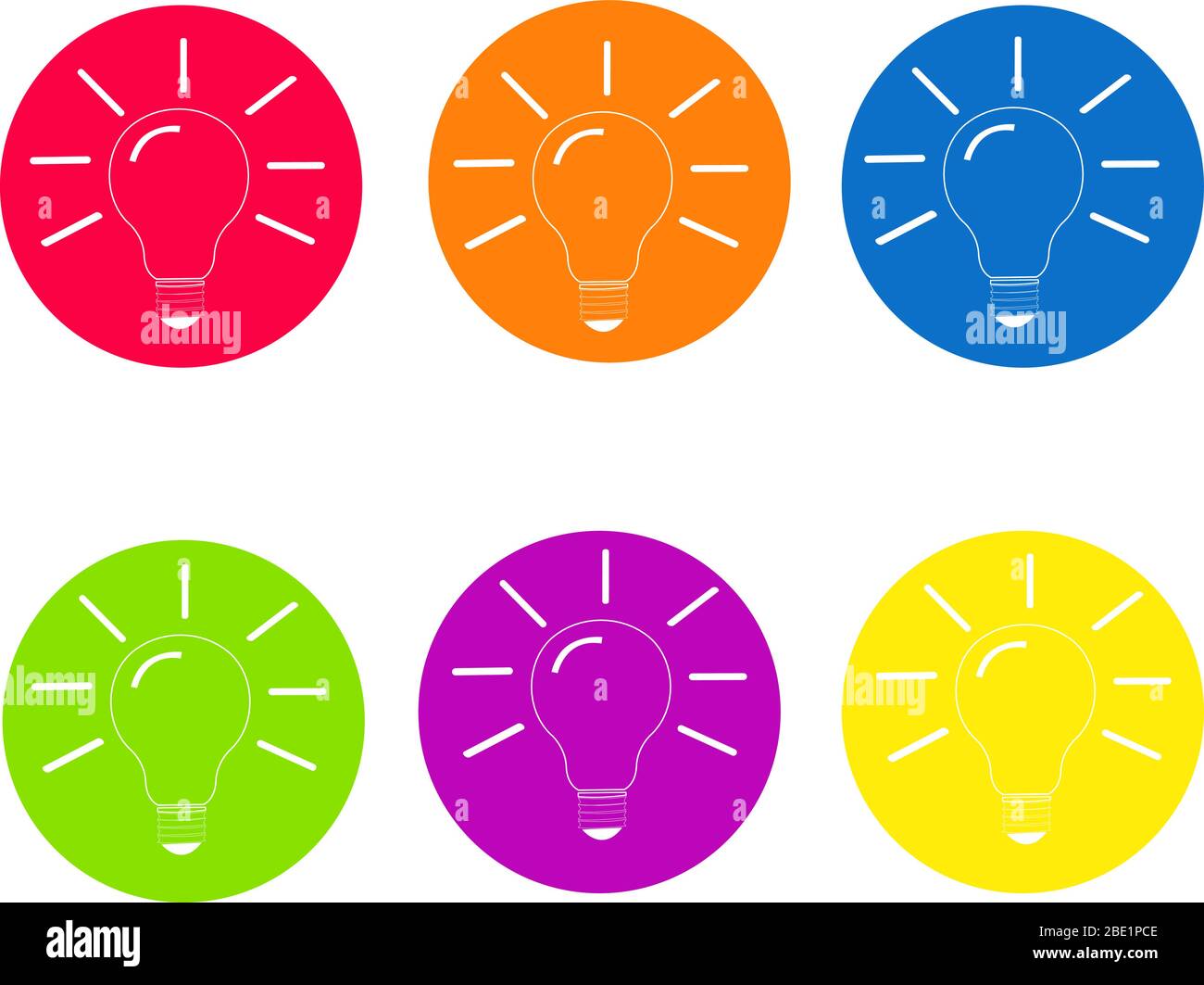 Light lamp sign icon. Idea symbol. colourful 6 buttons Stock Vector ...