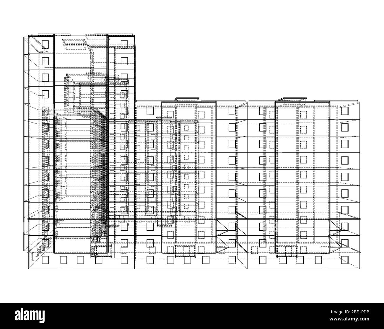 Vector wire-frame model of a multi-storey building Stock Vector Image ...