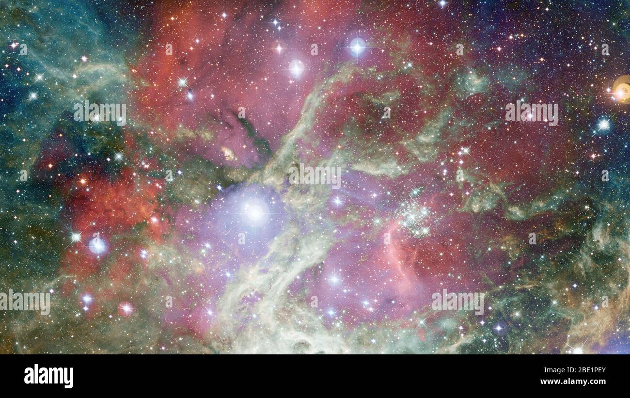 Astronomical scientific background, nebula and stars in deep space ...