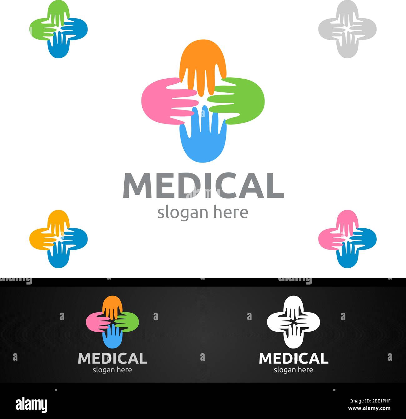 Hand Cross Medical Hospital Logo for Emergency Clinic Drug store or ...