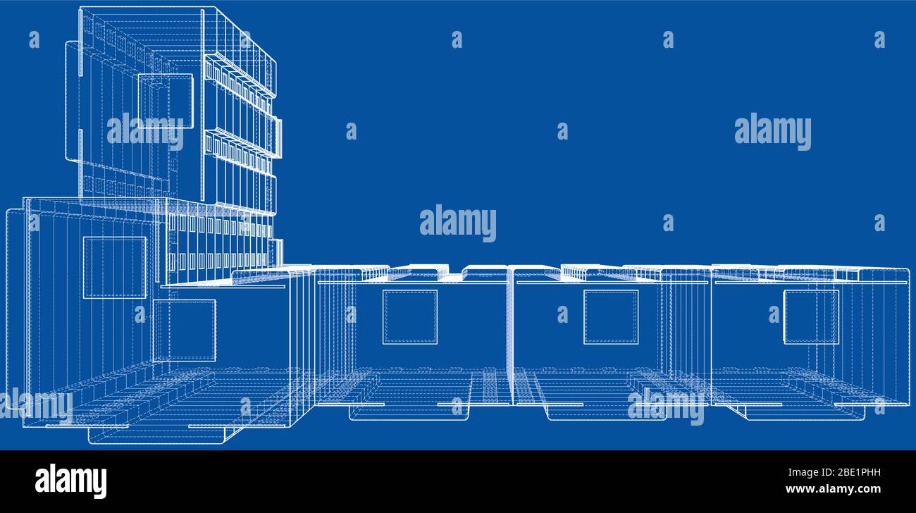 Vector wire-frame model of a multi-storey building Stock Vector Image ...