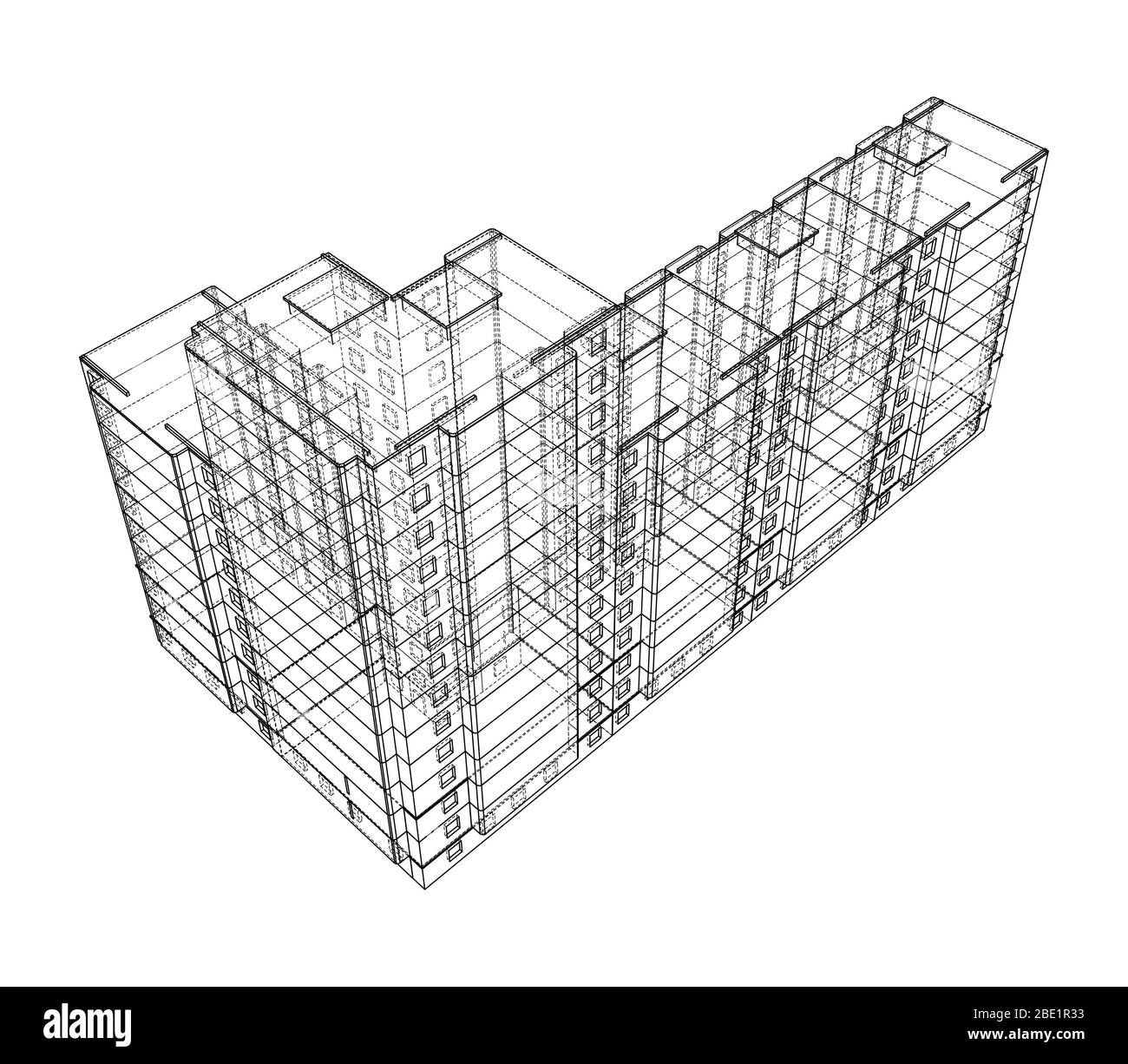 Vector wire-frame model of a multi-storey building Stock Vector Image ...
