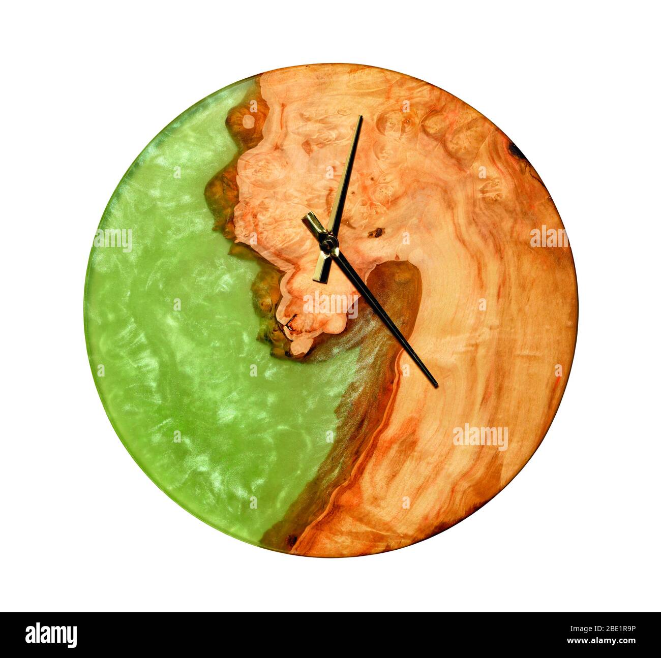 Beautiful round wall clock with the texture of a slice of a tree root ...