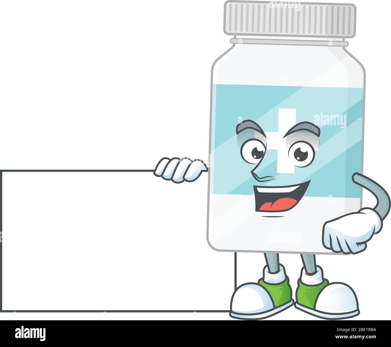 Supplement bottle cartoon character concept Thumbs up having a white ...