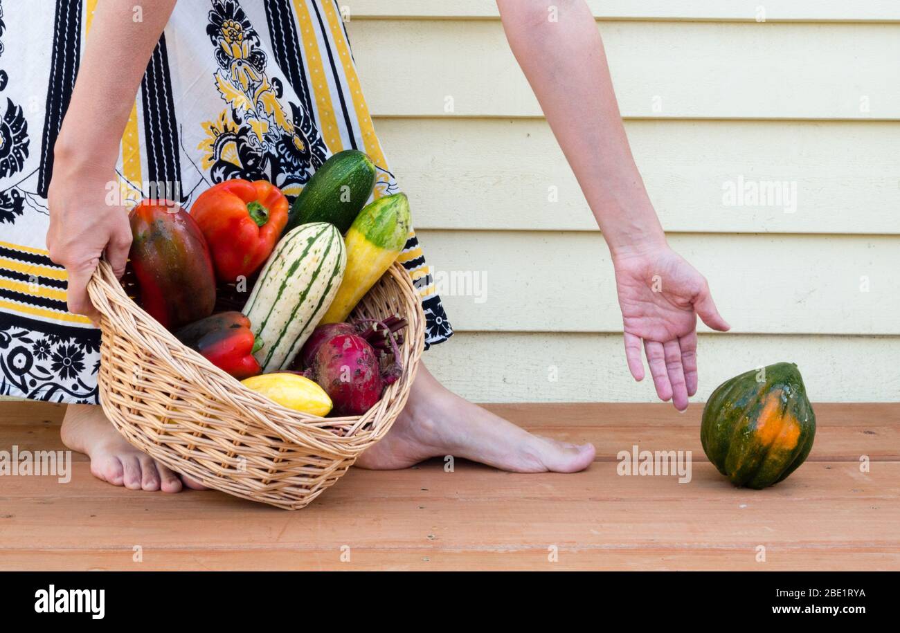 Woman veggie basket hi-res stock photography and images - Alamy
