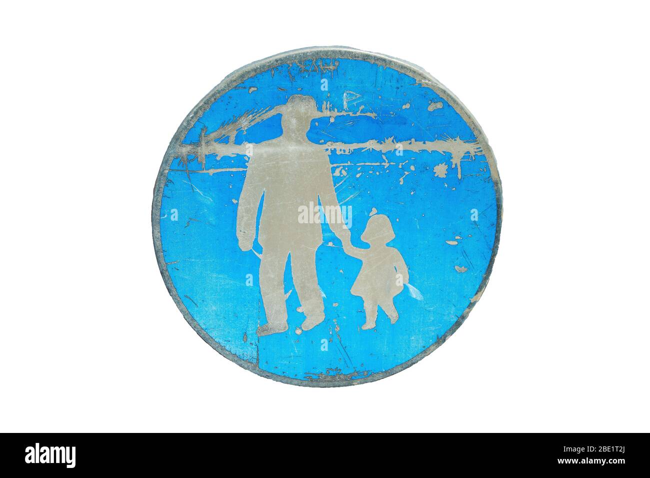 Vintage retro looking School bus stop sign - isolated over white ...