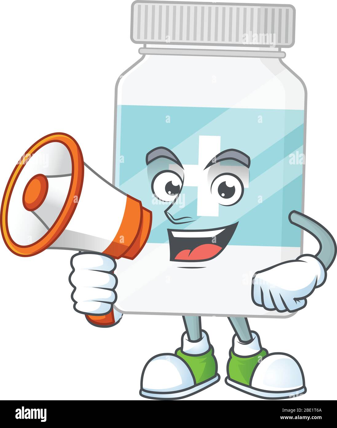 A picture of supplement bottle cartoon design style speaking on a ...