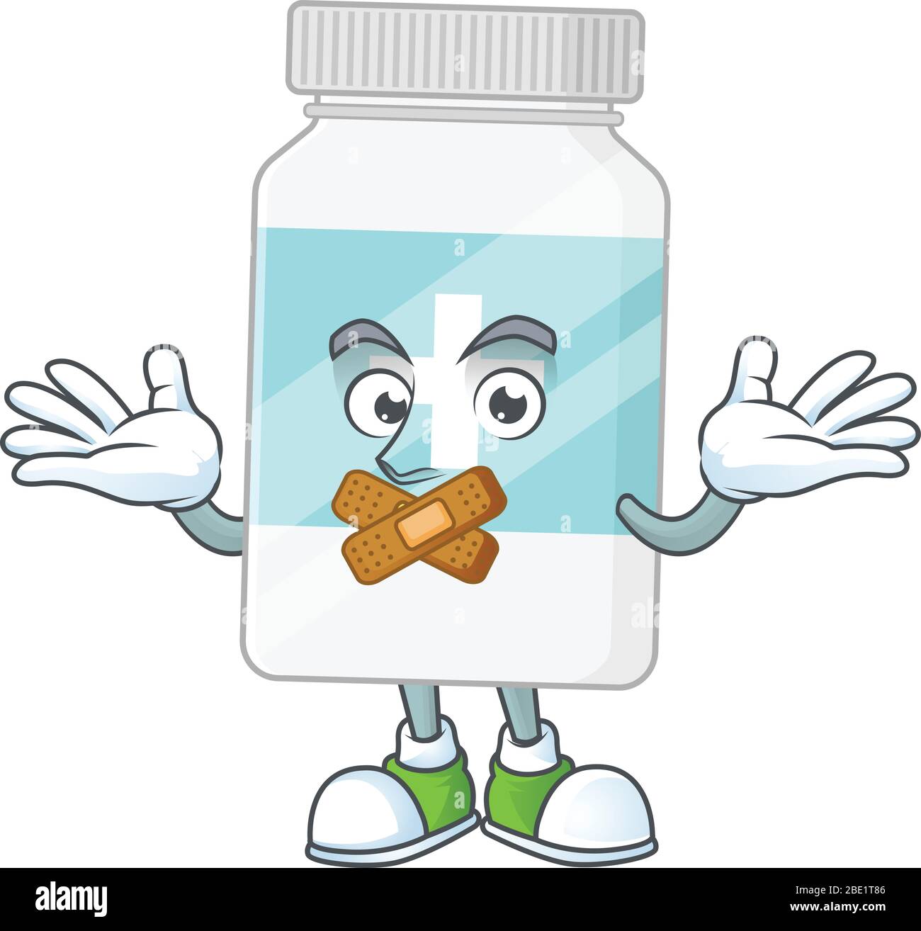 Supplement bottle mascot cartoon design with quiet finger gesture Stock ...