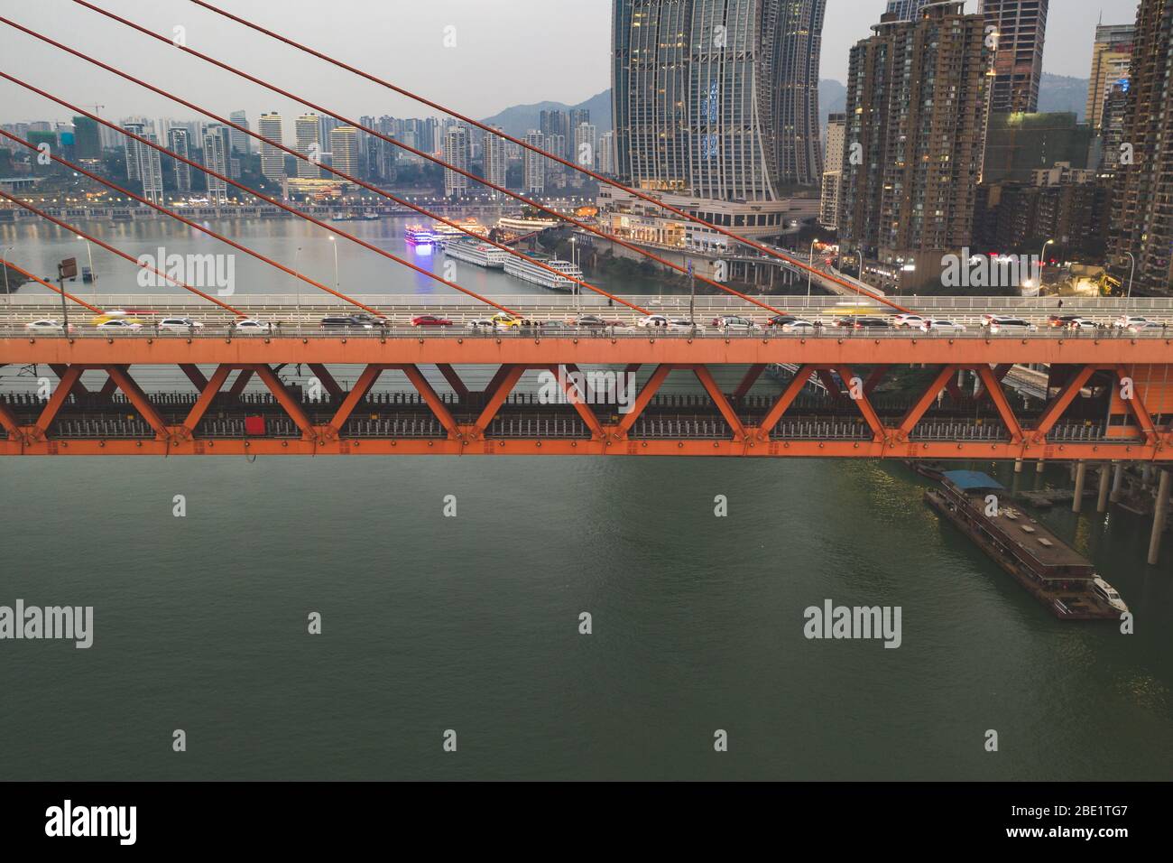Chongqing, China - Dec 22, 2019: Qian si men suspension bridge over ...