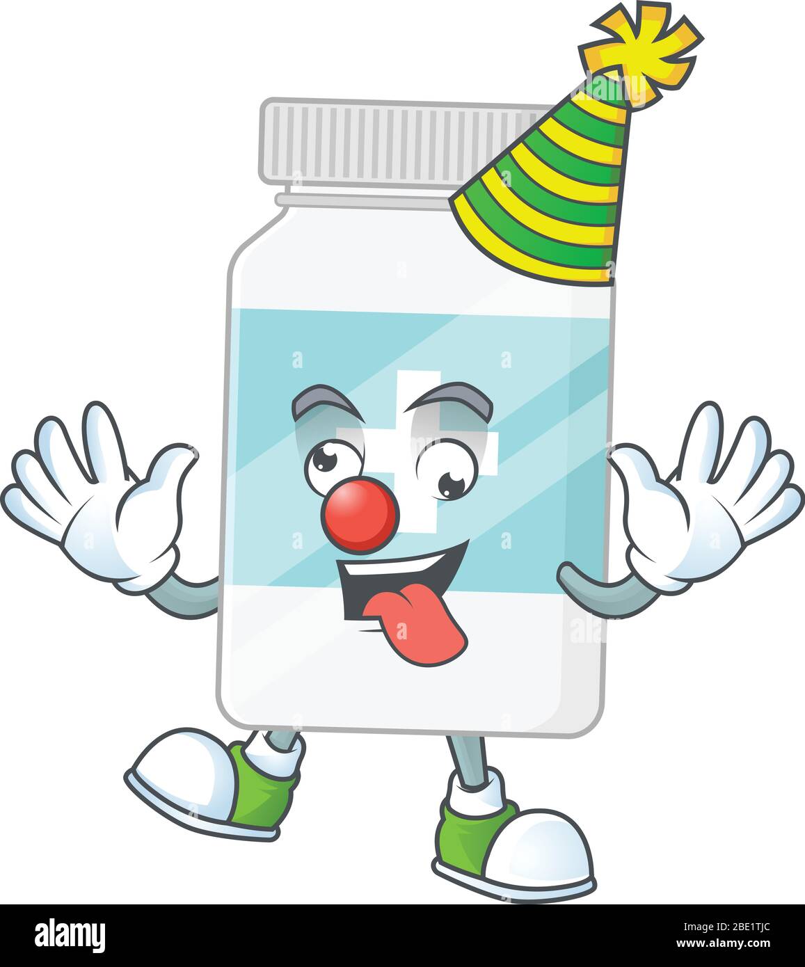 Amusing Clown supplement bottle cartoon character mascot style Stock ...