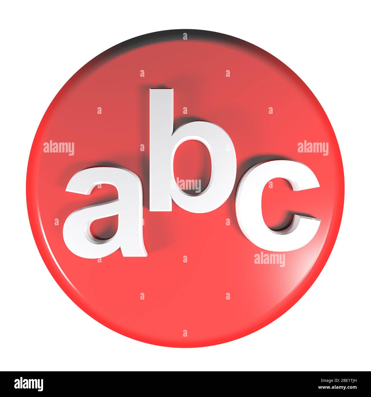 abc red circle push buttn on white background - 3D rendering ...