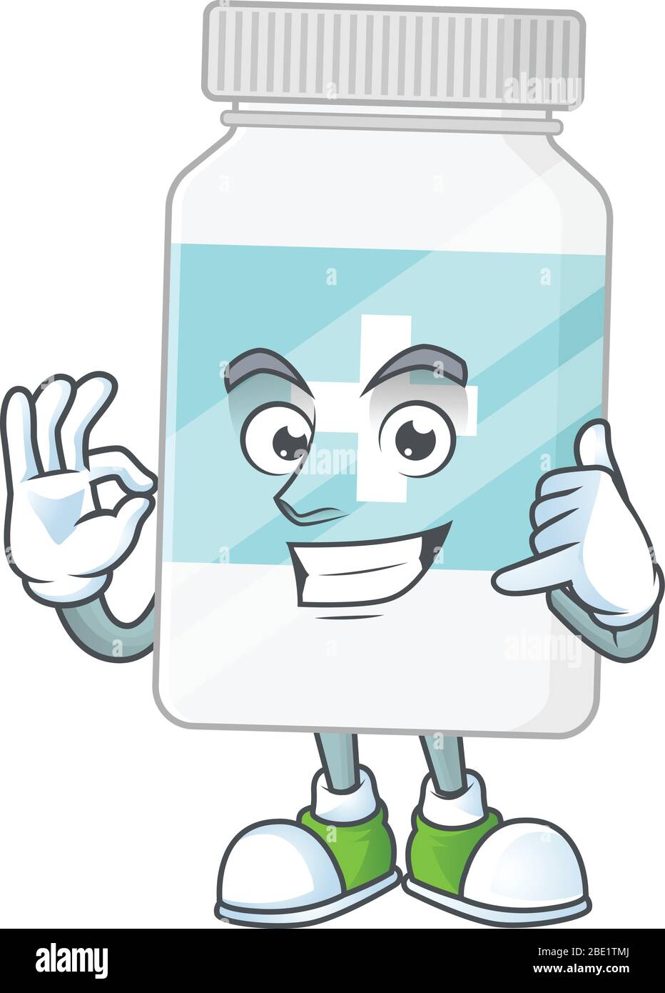Supplement bottle mascot cartoon design make a call gesture Stock ...