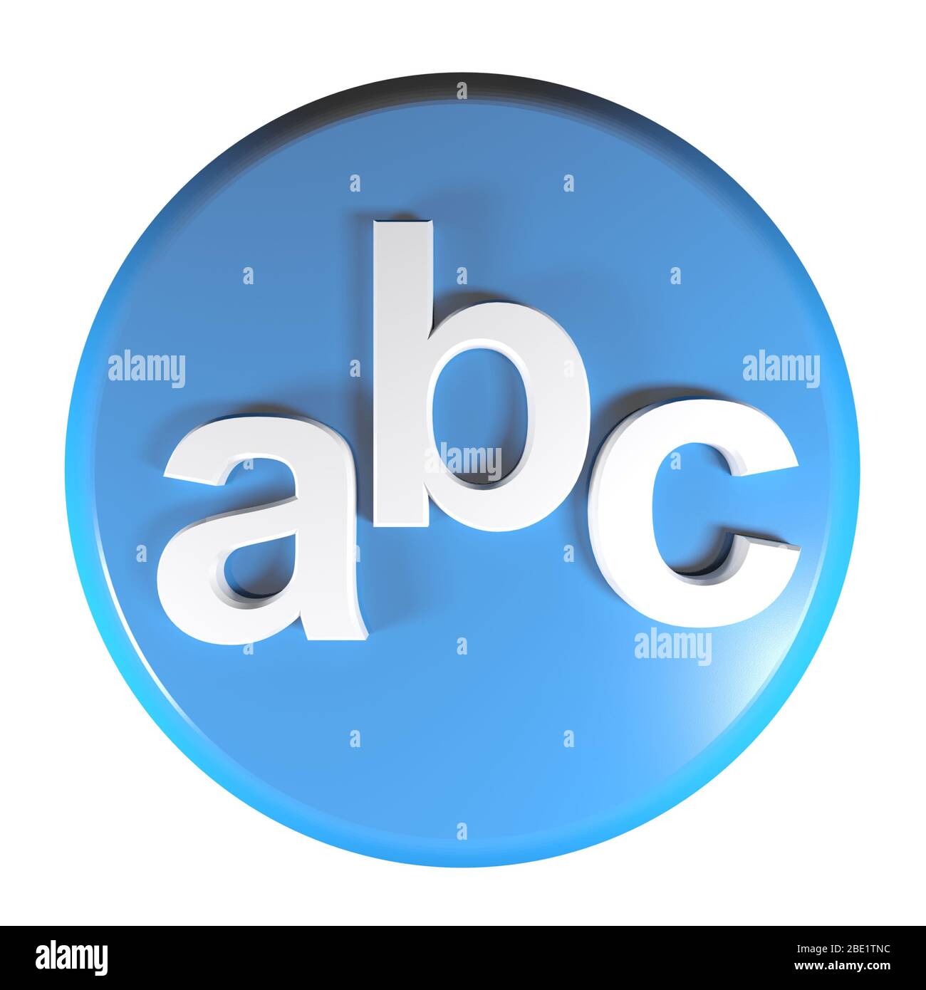 abc blue circle push buttn on white background - 3D rendering ...