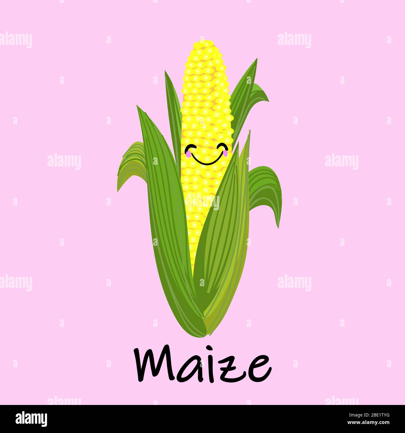 Vector Cartoon Golden Corn. Natural maize icon. Flat illustration of ...