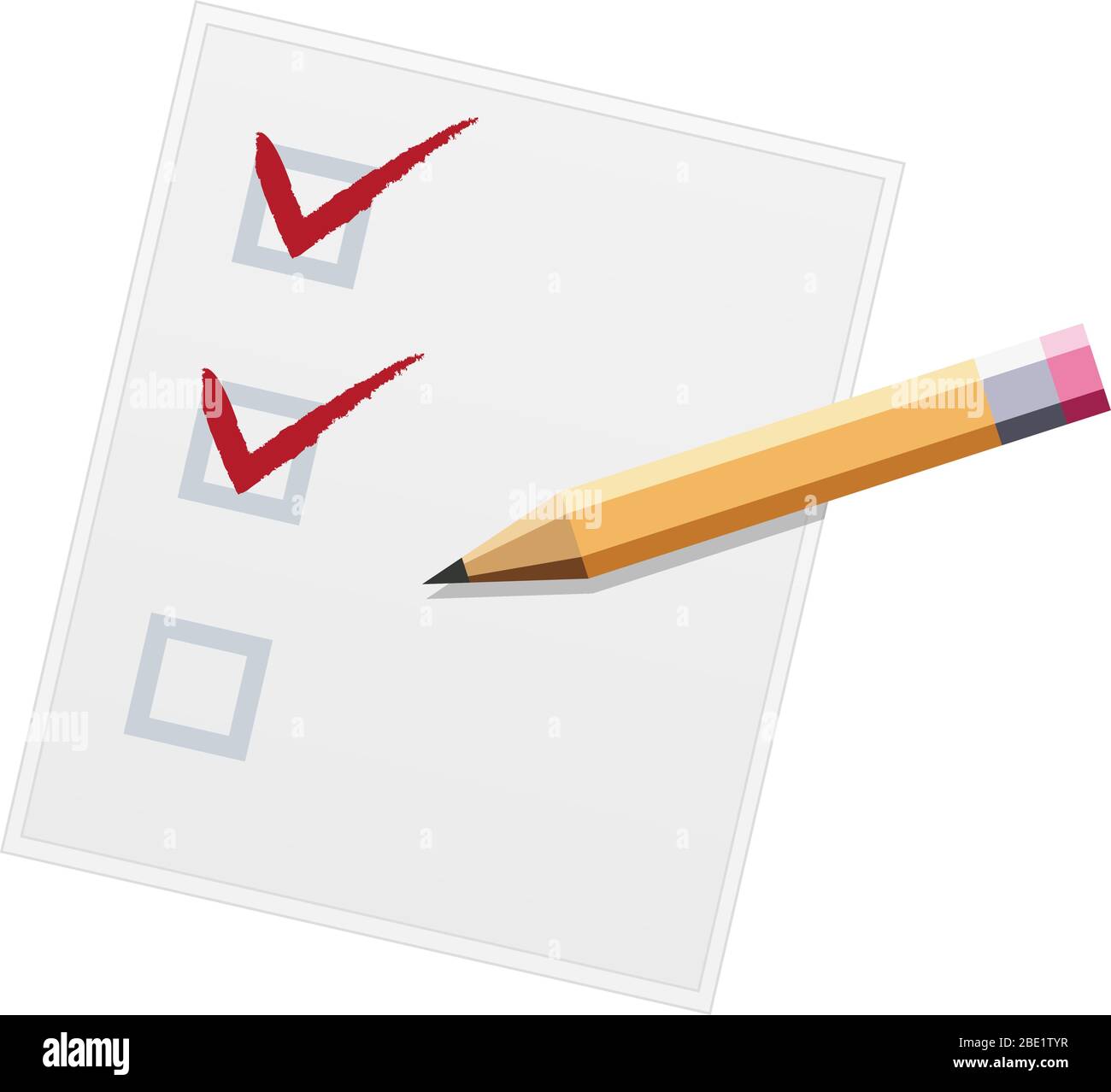 Checklist with pencil flat design illustration. Two of three. Vector ...