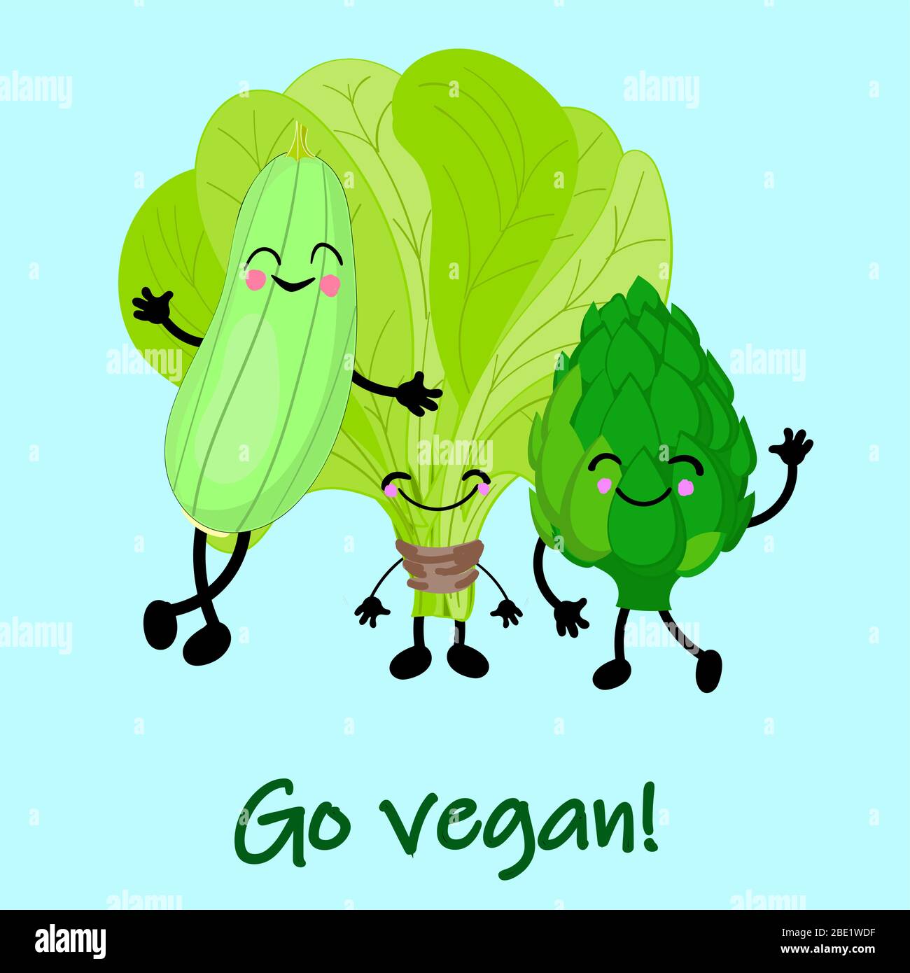 A fun collection of plant cartoon characters. Vector vegetable isolates ...
