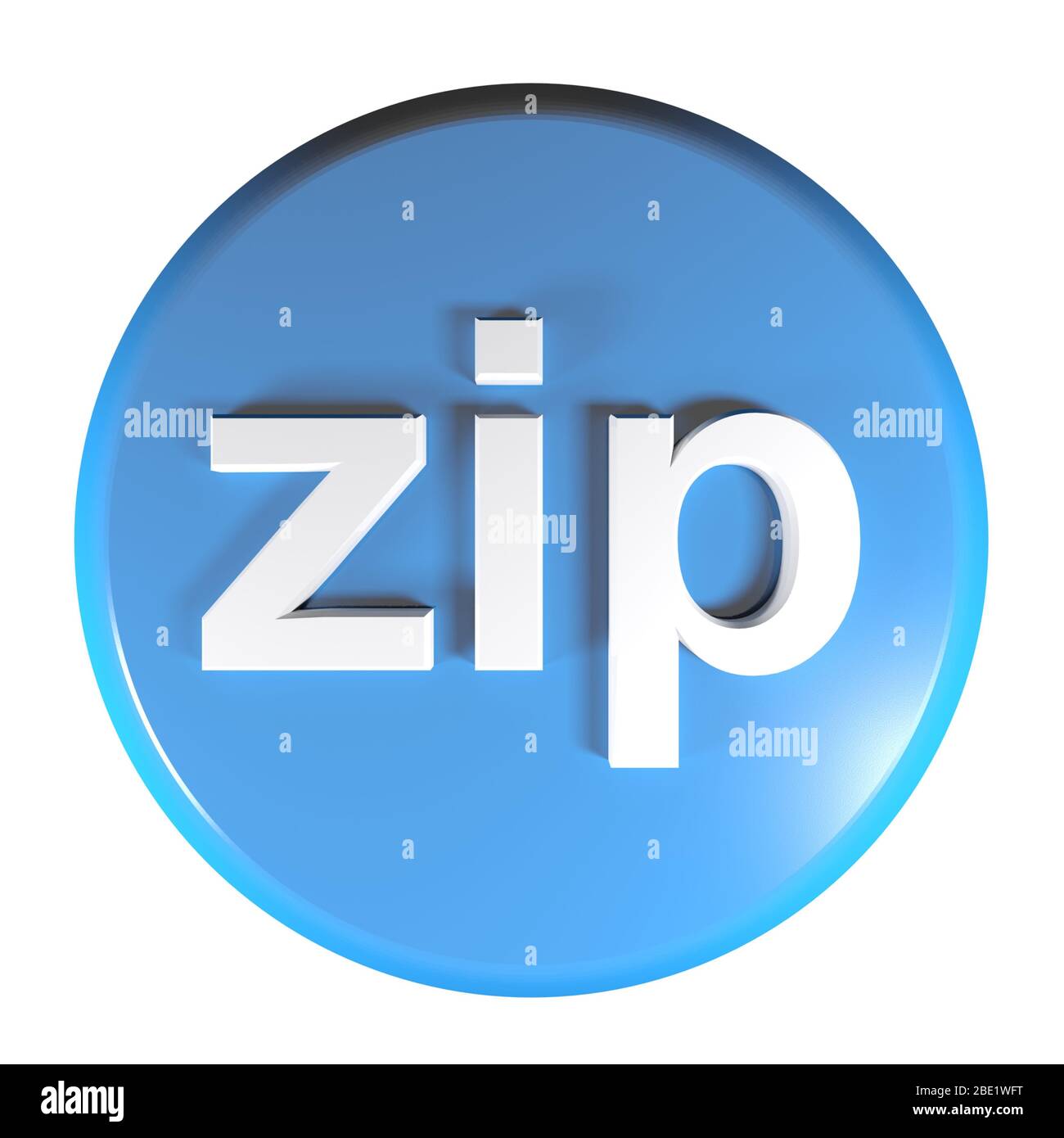 zip blue circle push button 3D rendering illustration Stock Photo - Alamy
