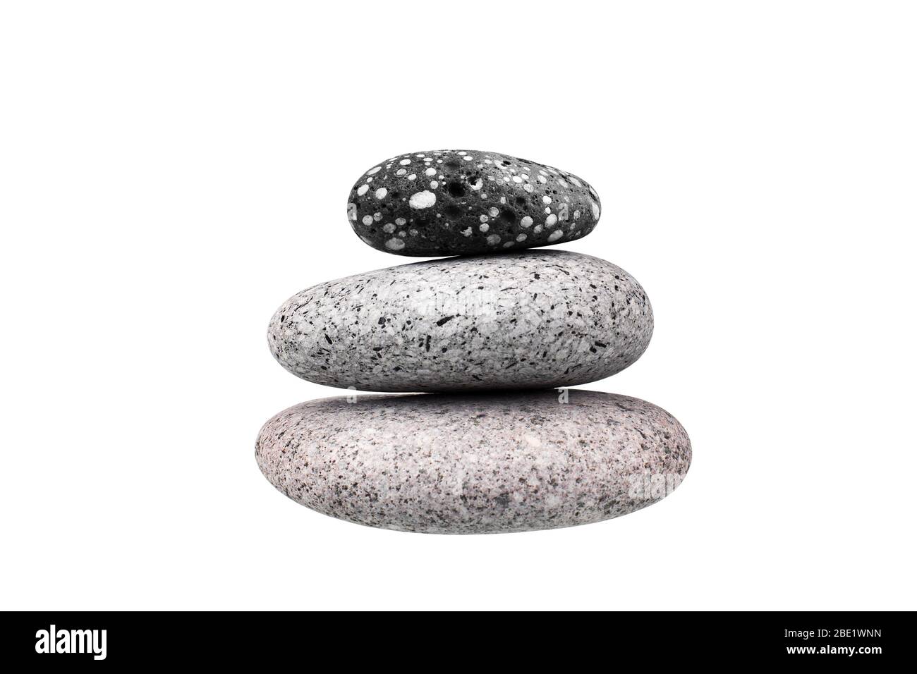 Pile of pebble stone on white background isolated closeup, stack of ...