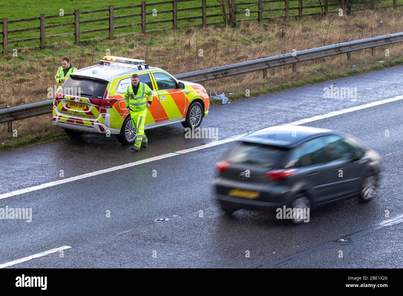 Highway Maintenance van parked on M6 motorway hard shoulder lane ...