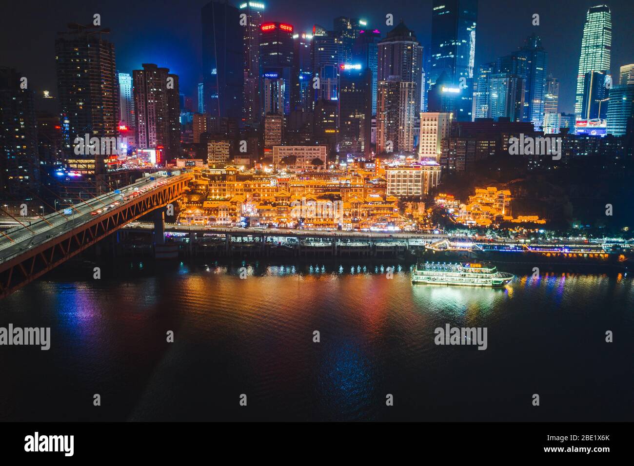 Chongqing, China - Dec 22, 2019: Aerial view of Hong Ya dong Cave ...