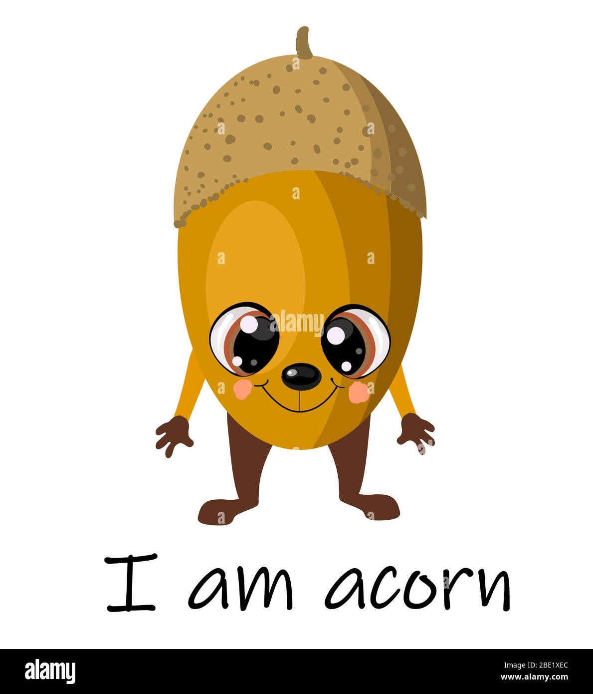 Cute cartoon acorn characters vector illustration isolated on white ...