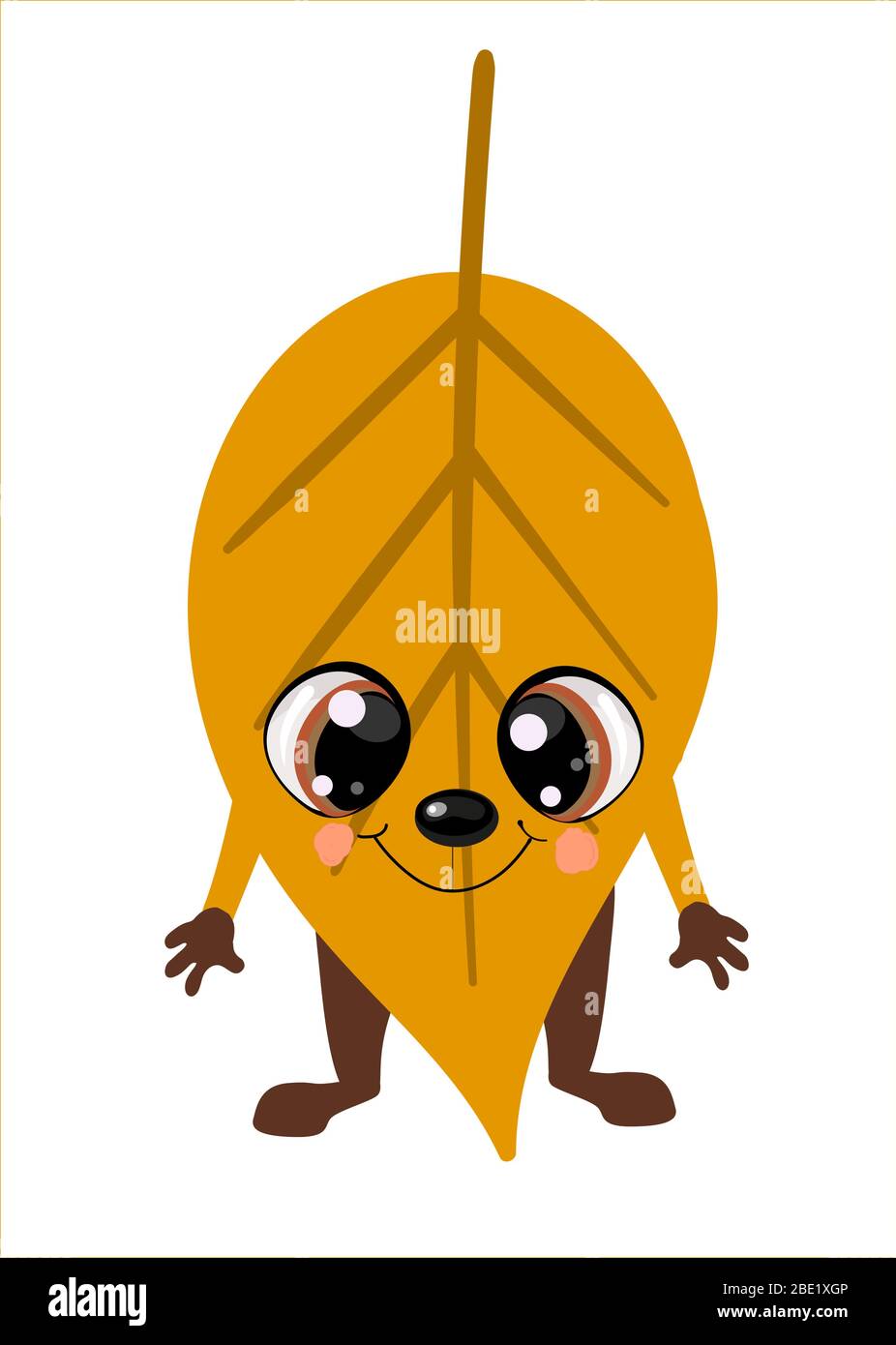Leaf Mascot with Present Hand Cartoon Character Include with Flat ...