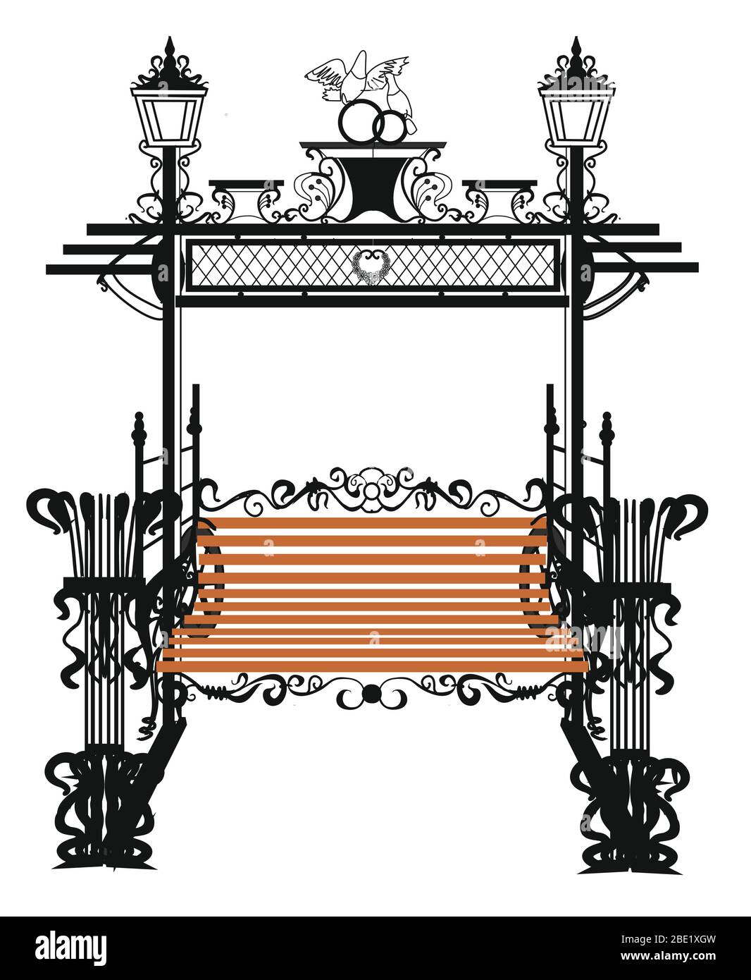 swing forged outdoor recreation concept.Exclusive elegant swing white ...