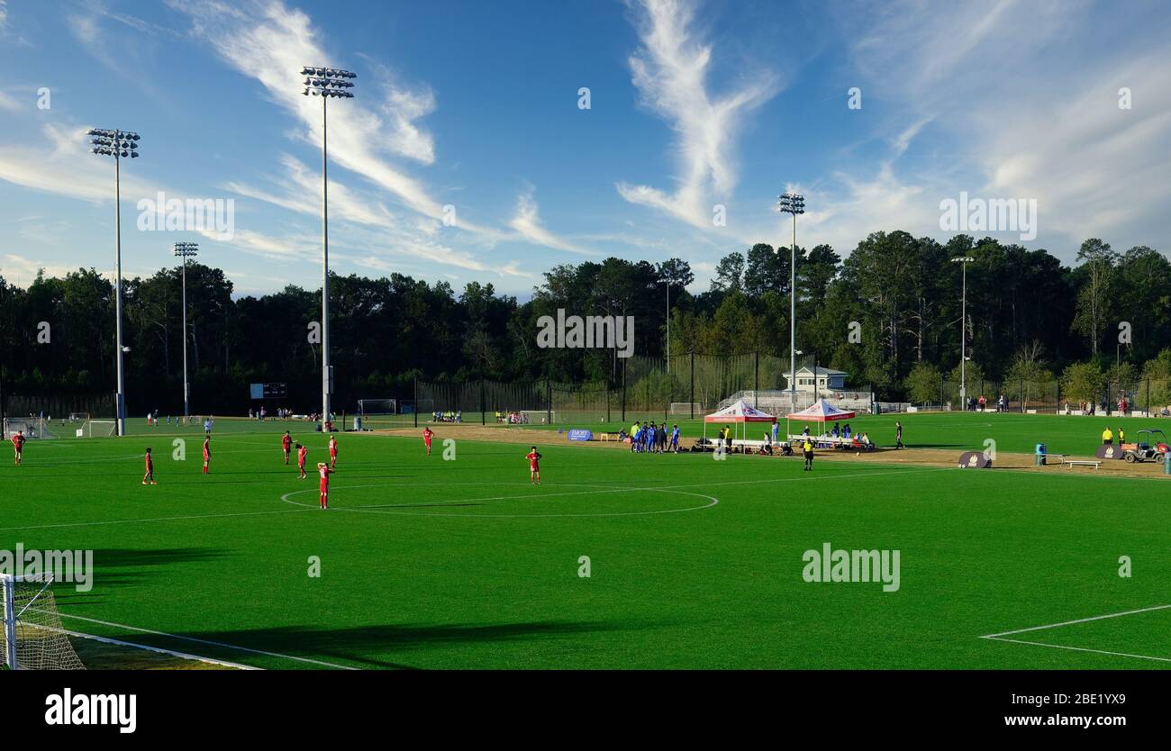 Soccer Practice on Green Field Stock Photo - Alamy