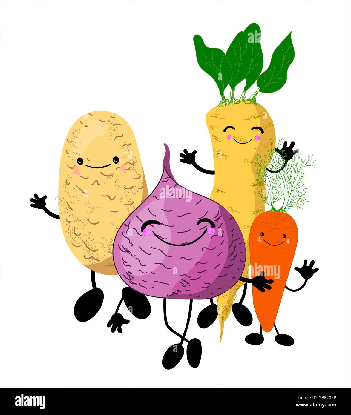 vegetables root characters with legs and faces. children's educational ...