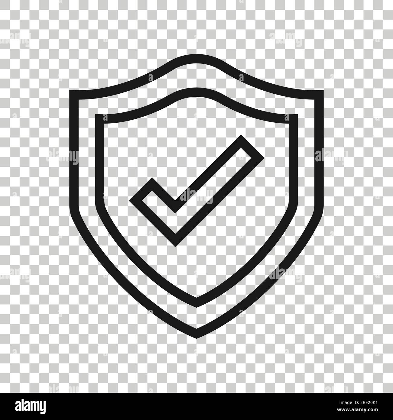 Shield with check mark icon in flat style. Protect vector illustration ...