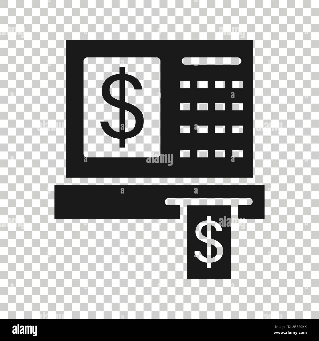 Cash register icon in flat style. Check machine vector illustration on ...