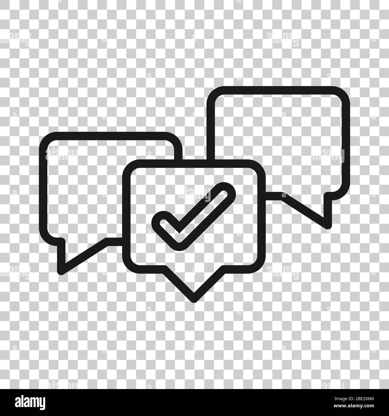 Speak chat sign icon in flat style. Speech bubble with check mark ...