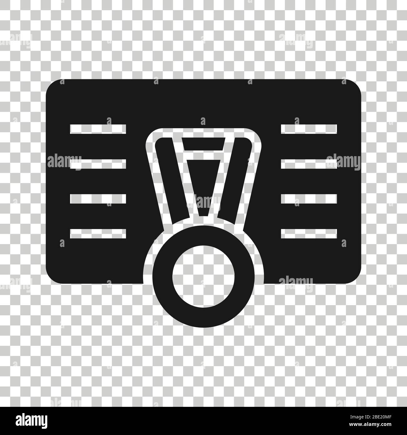 Vip card with medal icon in flat style. Document award trophy vector ...