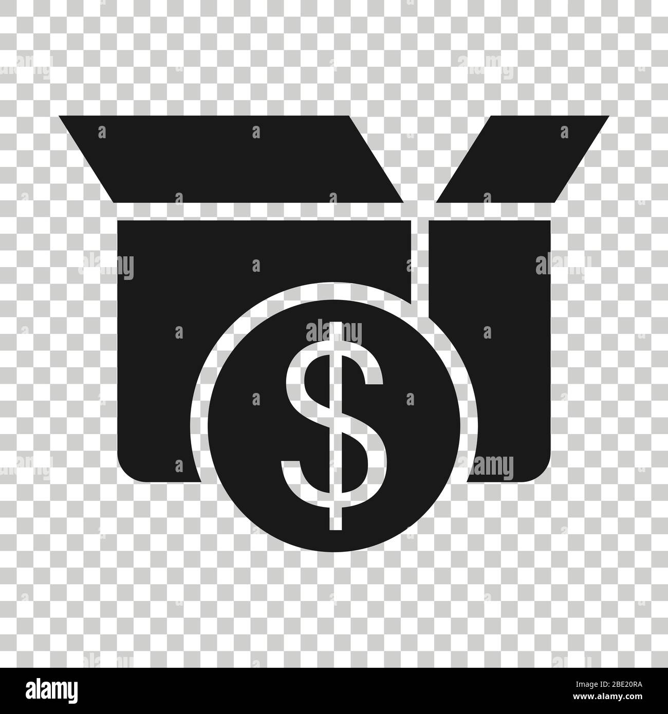 Shipping box with dollar icon in flat style. Container vector ...