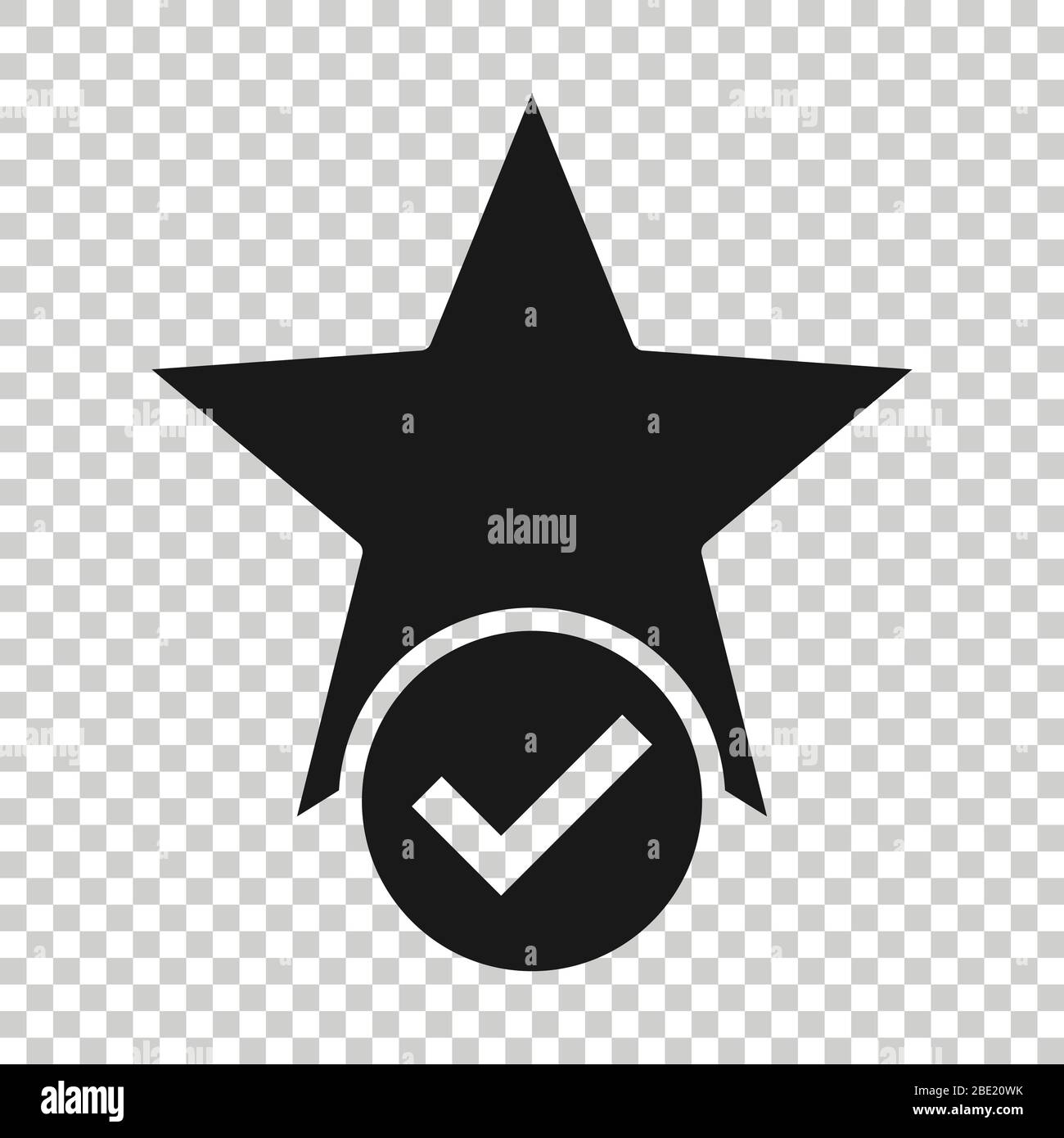 Check mark with star icon in flat style. Add to favorite vector ...