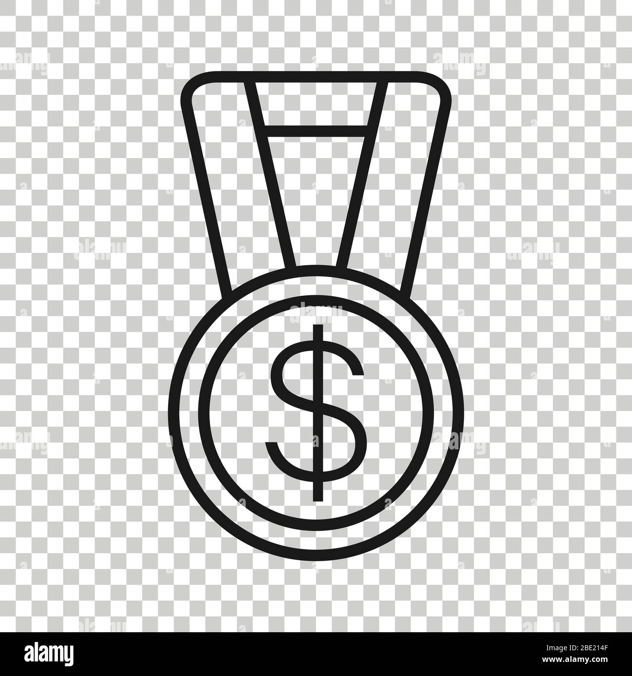 Medal with dollar icon in flat style. Money award trophy vector ...