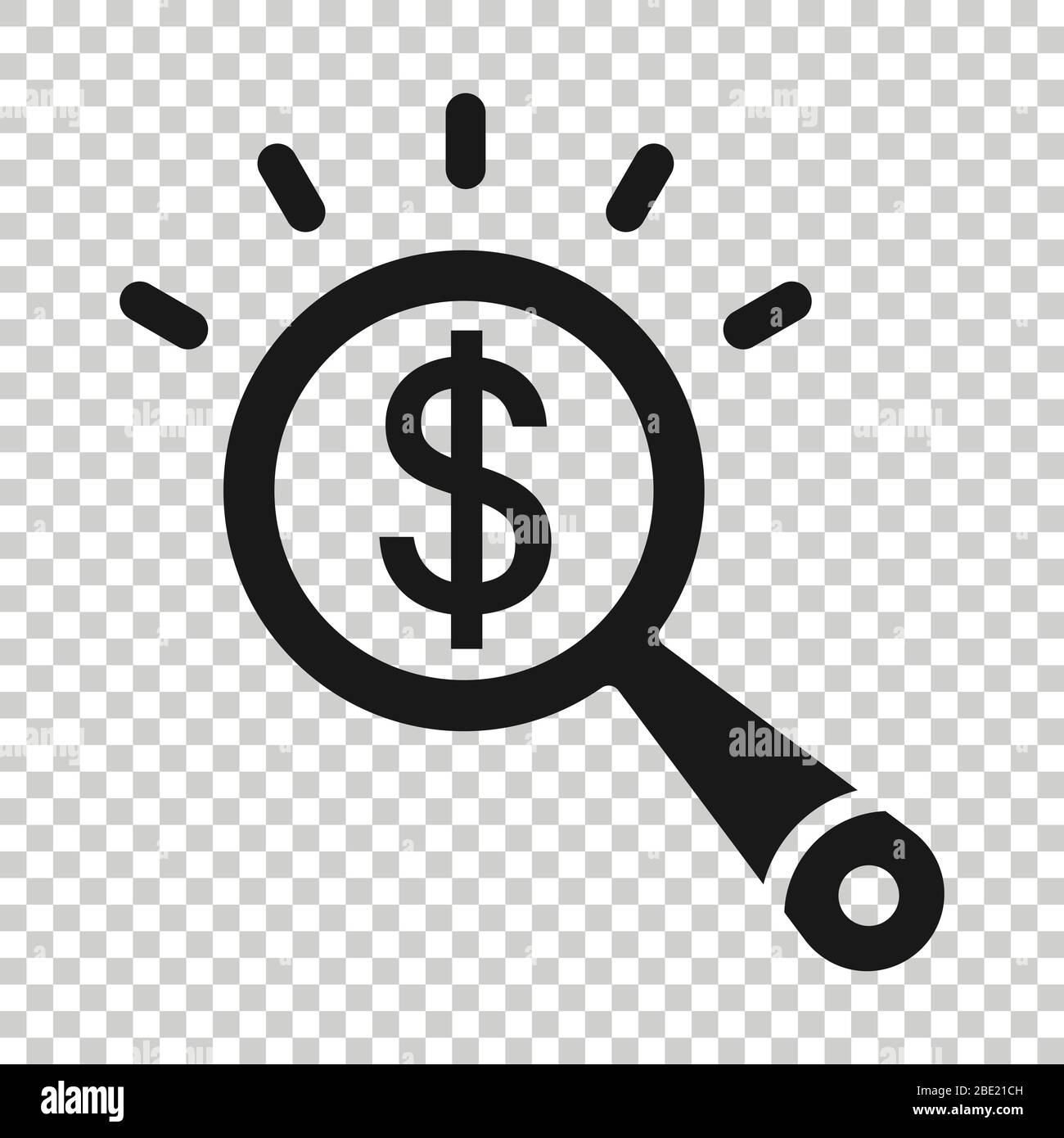 Magnifier glass with money icon in flat style. Dollar search vector ...