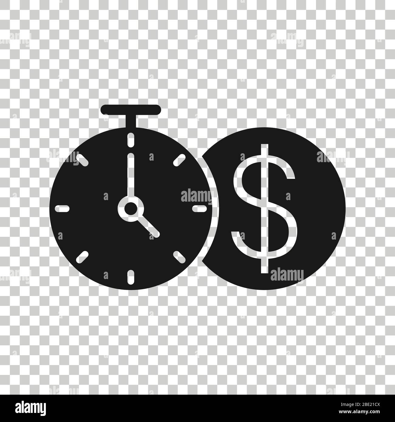 Time is money icon in flat style. Clock with dollar vector illustration ...