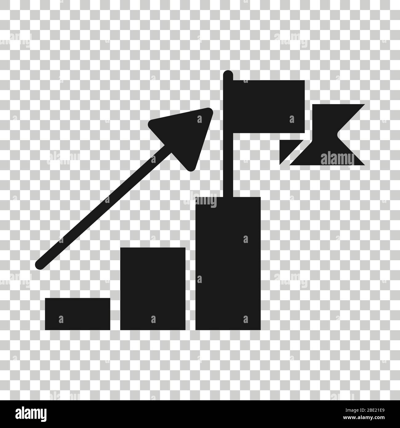 Stair with finish flag icon in flat style. Leadership challenge vector ...