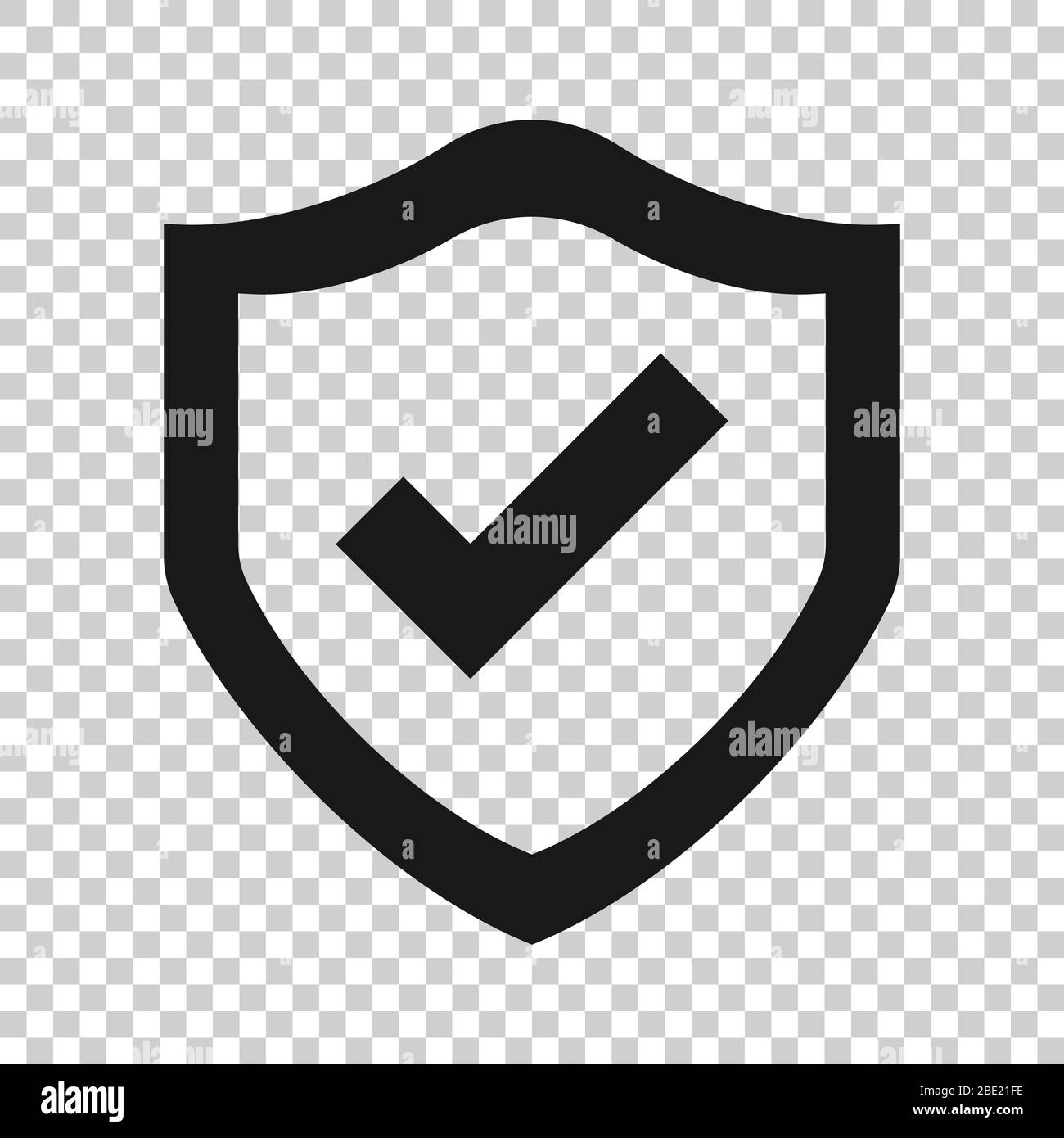 Shield with check mark icon in flat style. Protect vector illustration ...