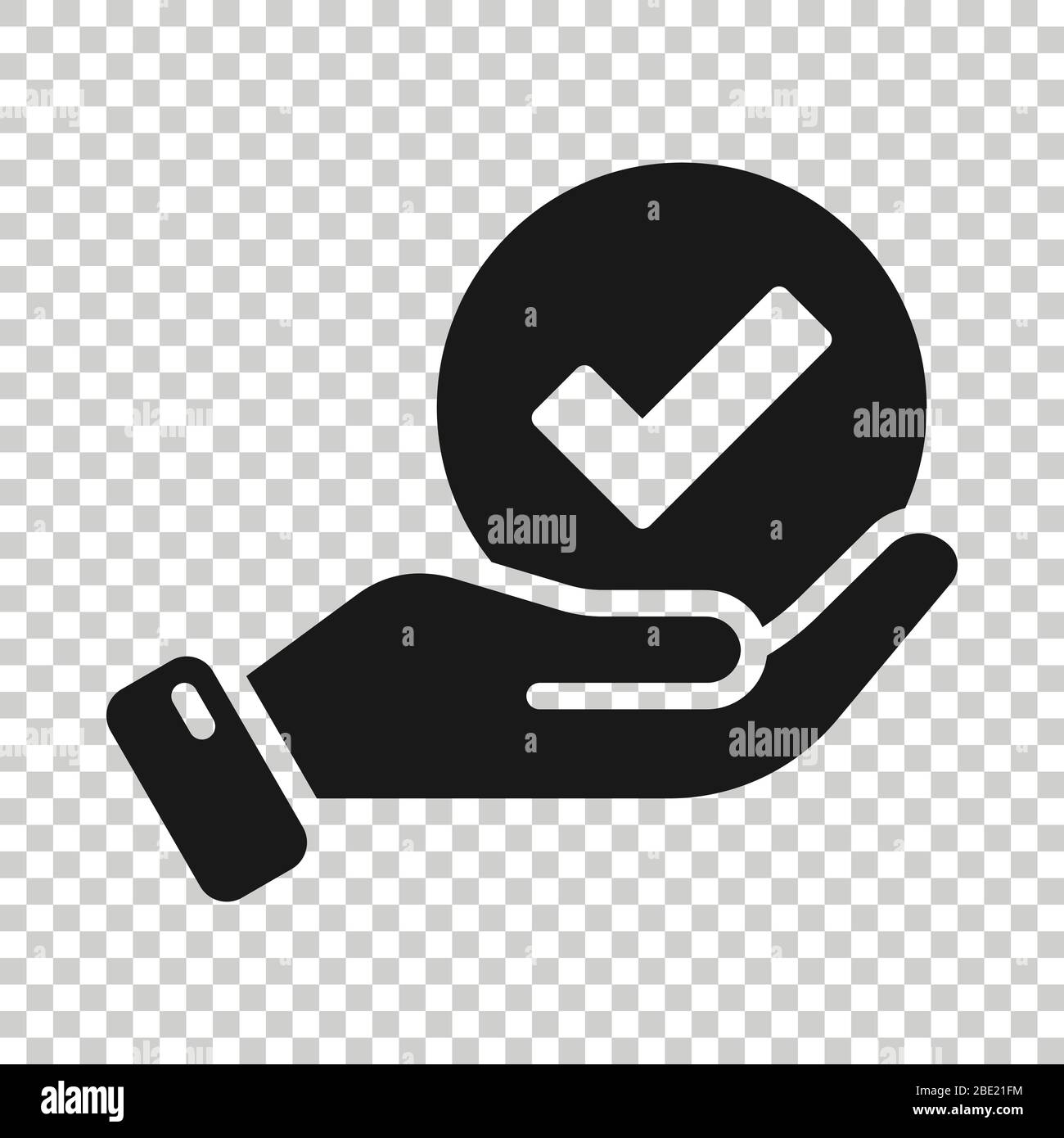 People hand with check mark icon in flat style. Accept vector ...