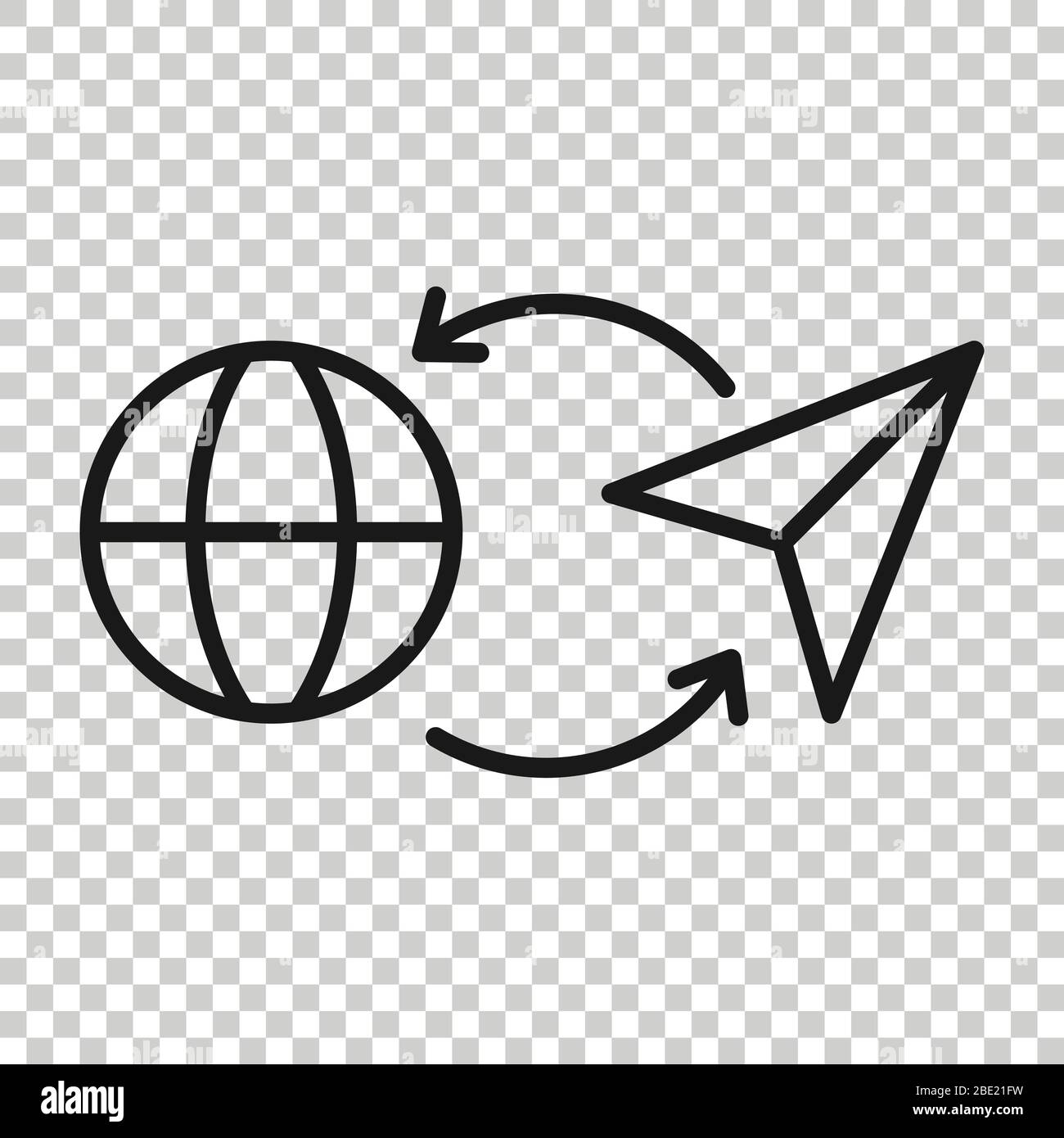 Global travel icon in flat style. Paper plane vector illustration on ...