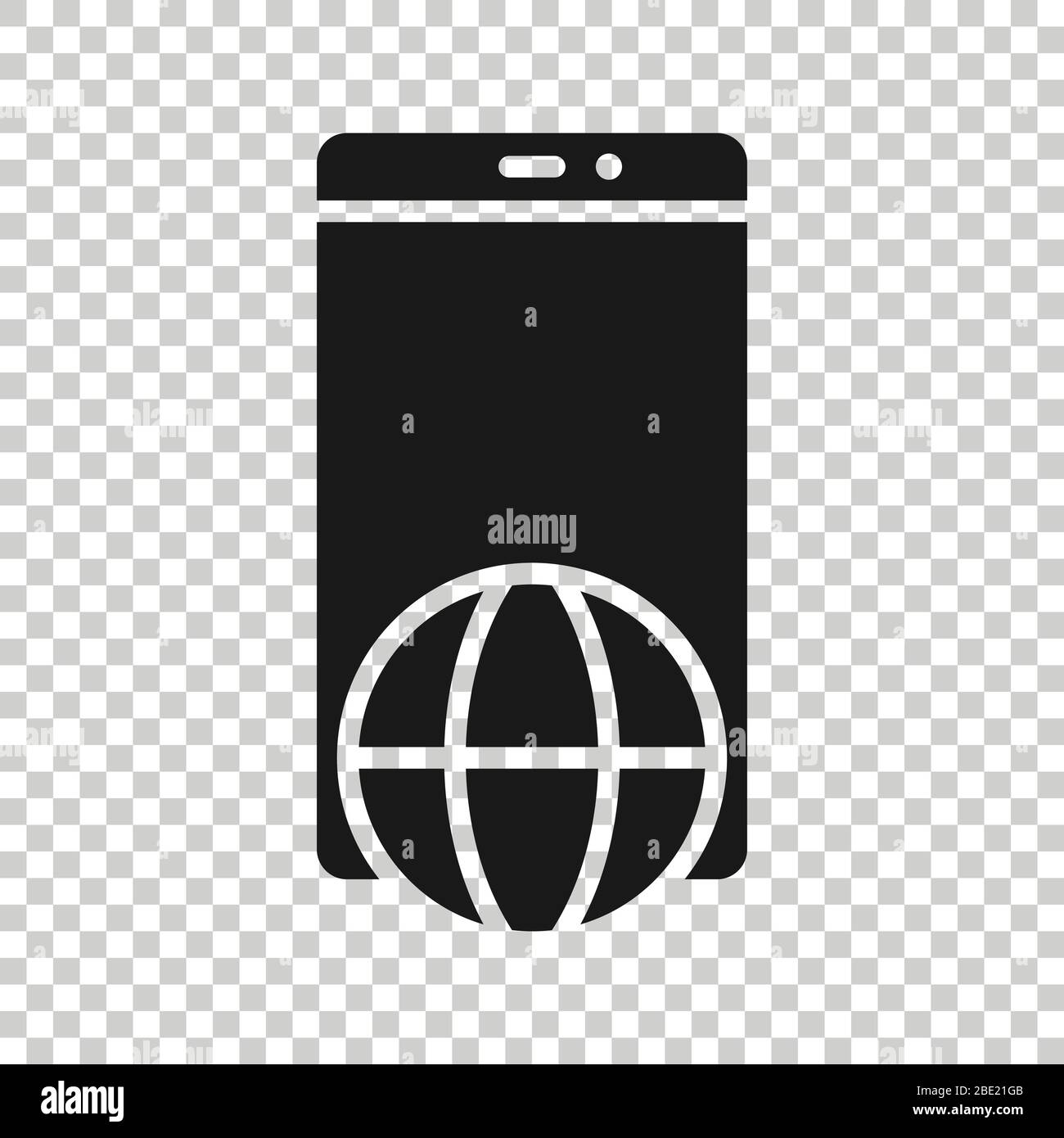 Globe smartphone icon in flat style. Mobile phone location vector ...
