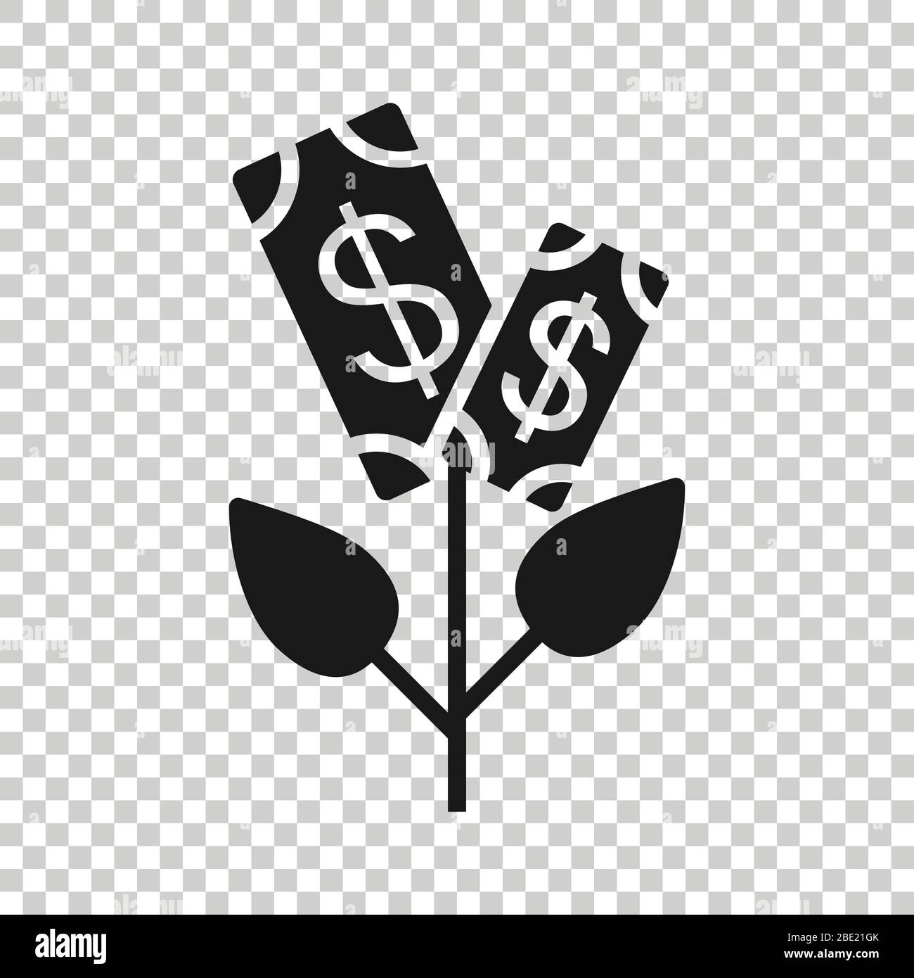 Growth profit icon in flat style. Flower with money vector illustration ...