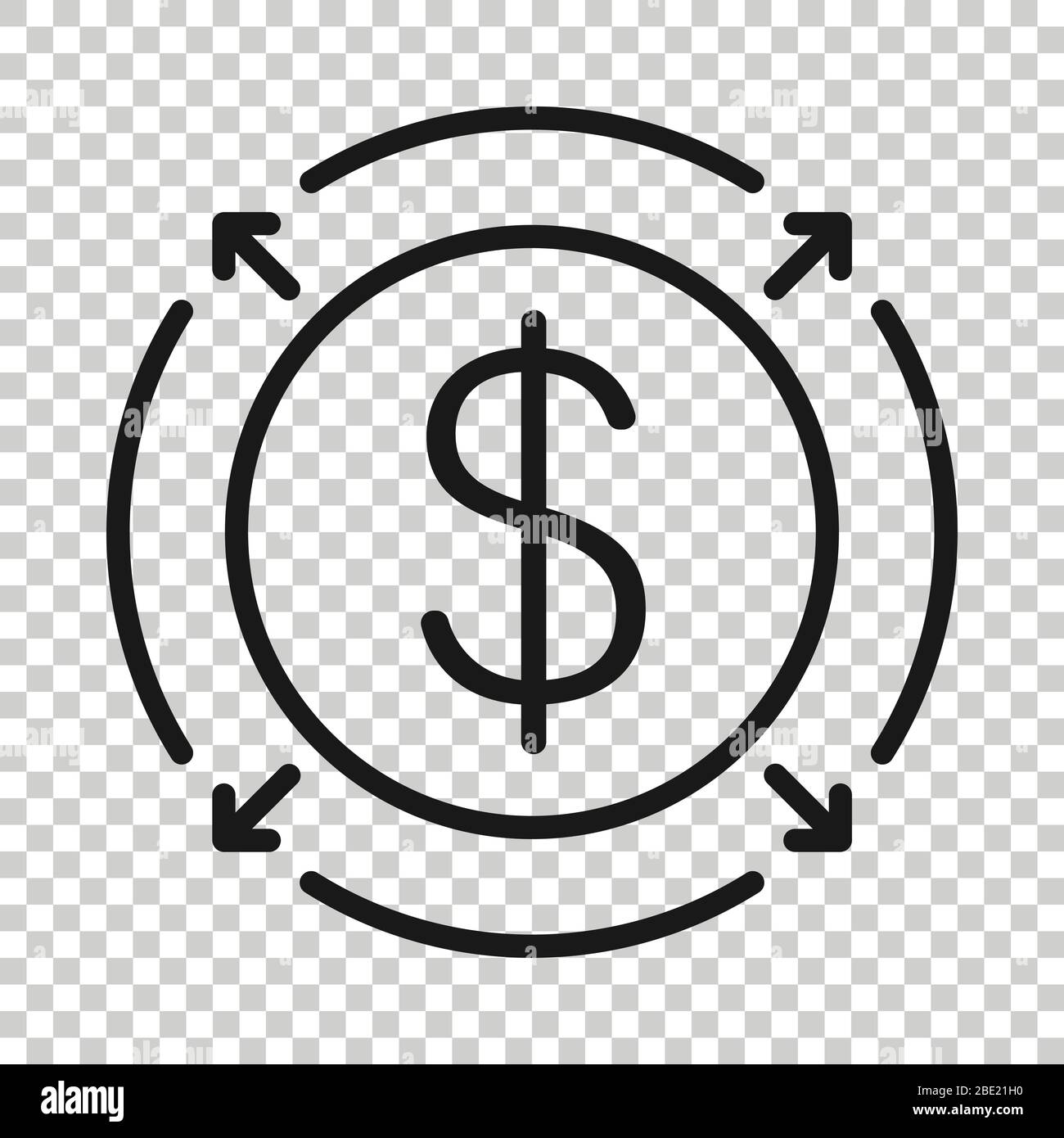 Money revenue icon in flat style. Dollar coin vector illustration on ...