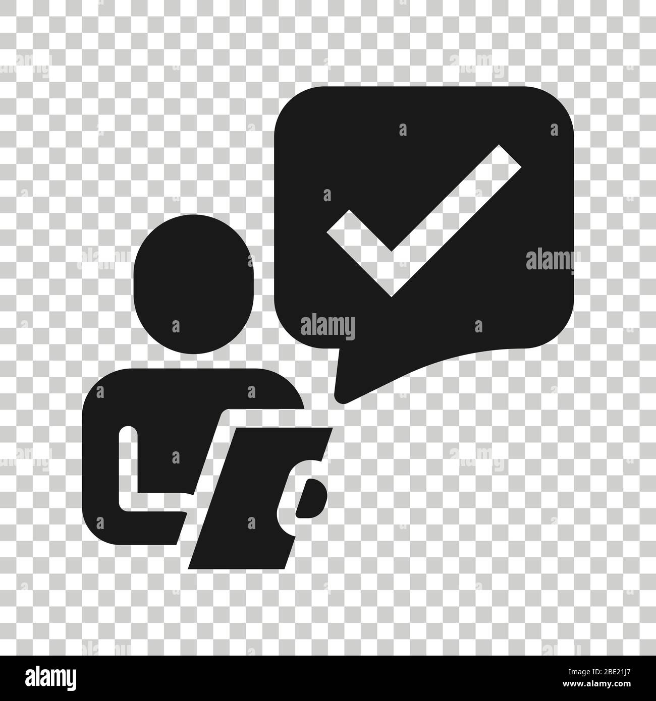 Organization management icon in flat style. People with check mark ...